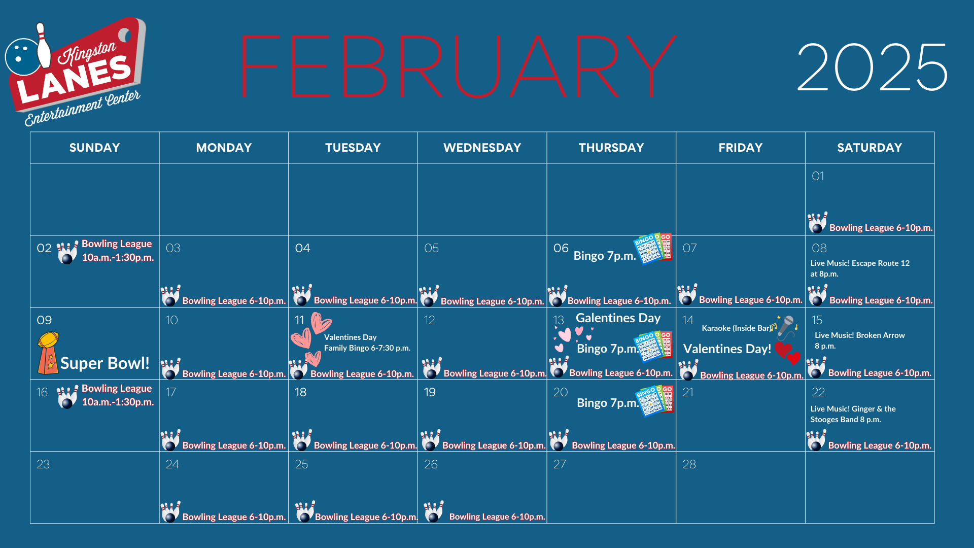 Events Calendar - Kingston Lanes